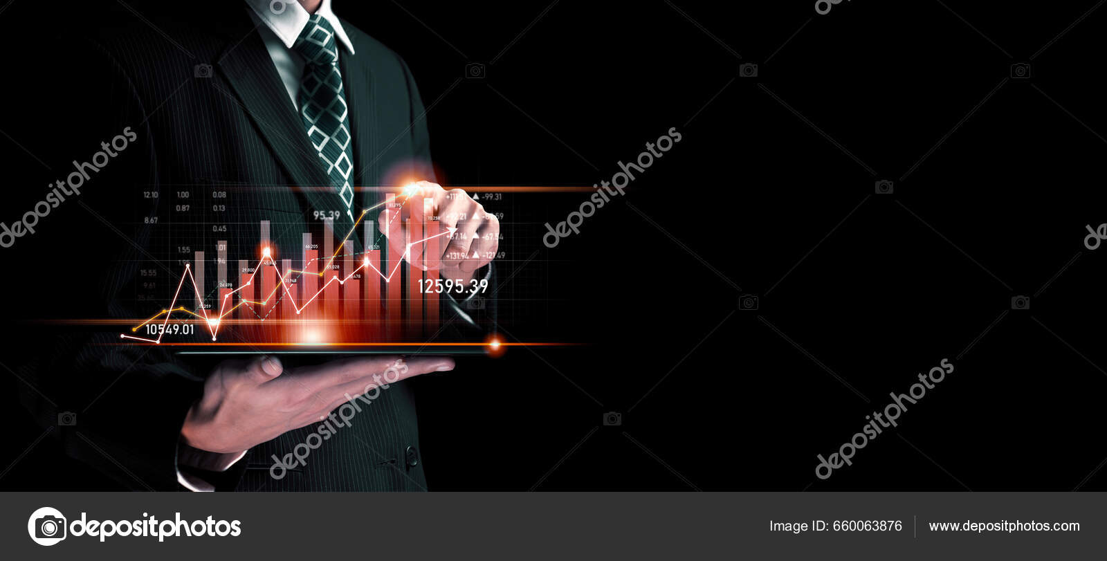 Businessman Analyst Working Digital Finance Business Data Graph Showing ...