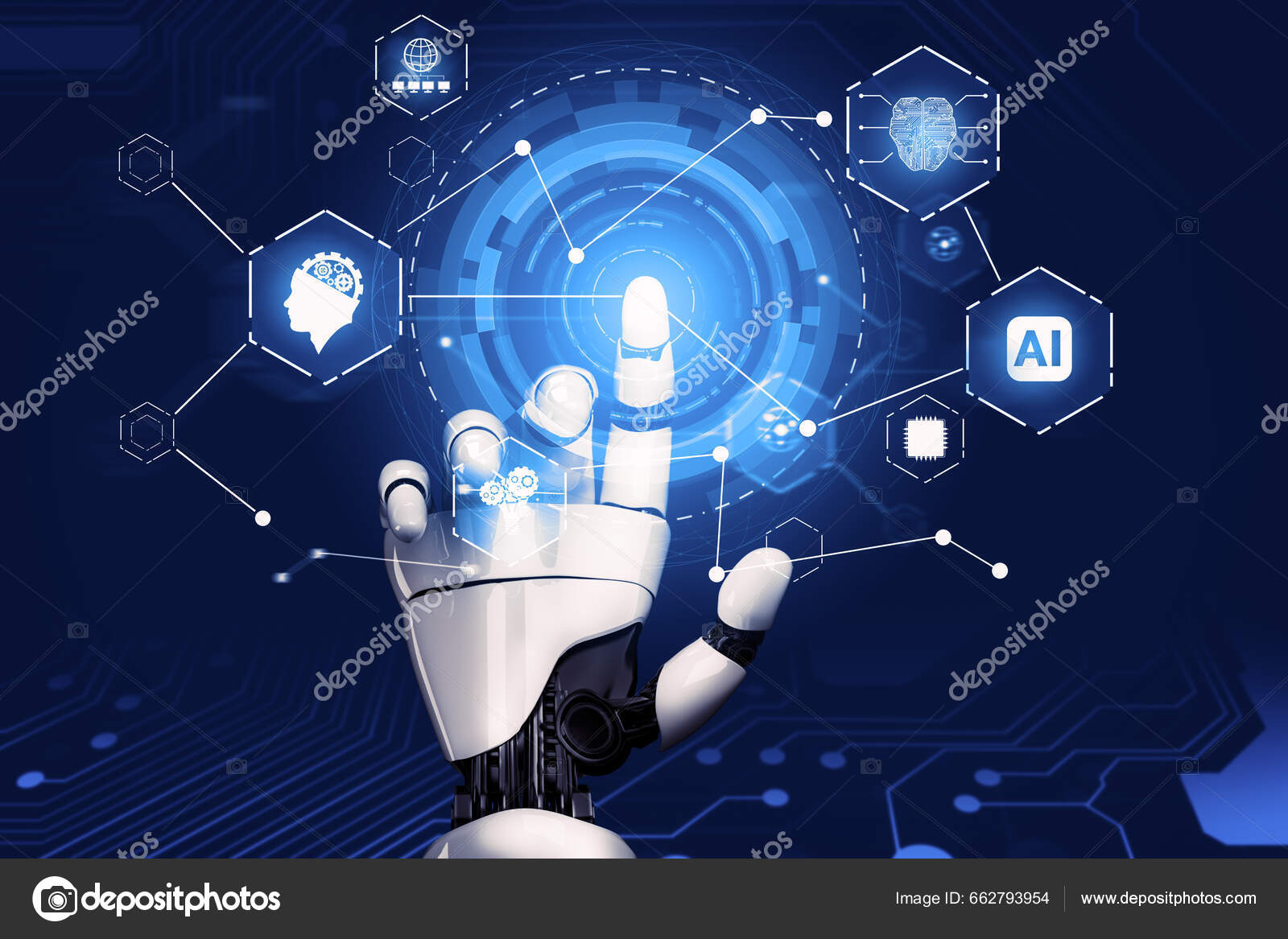 Rendering Futuristic Robot Technology Development Artificial Intelligence Machine Learning ...