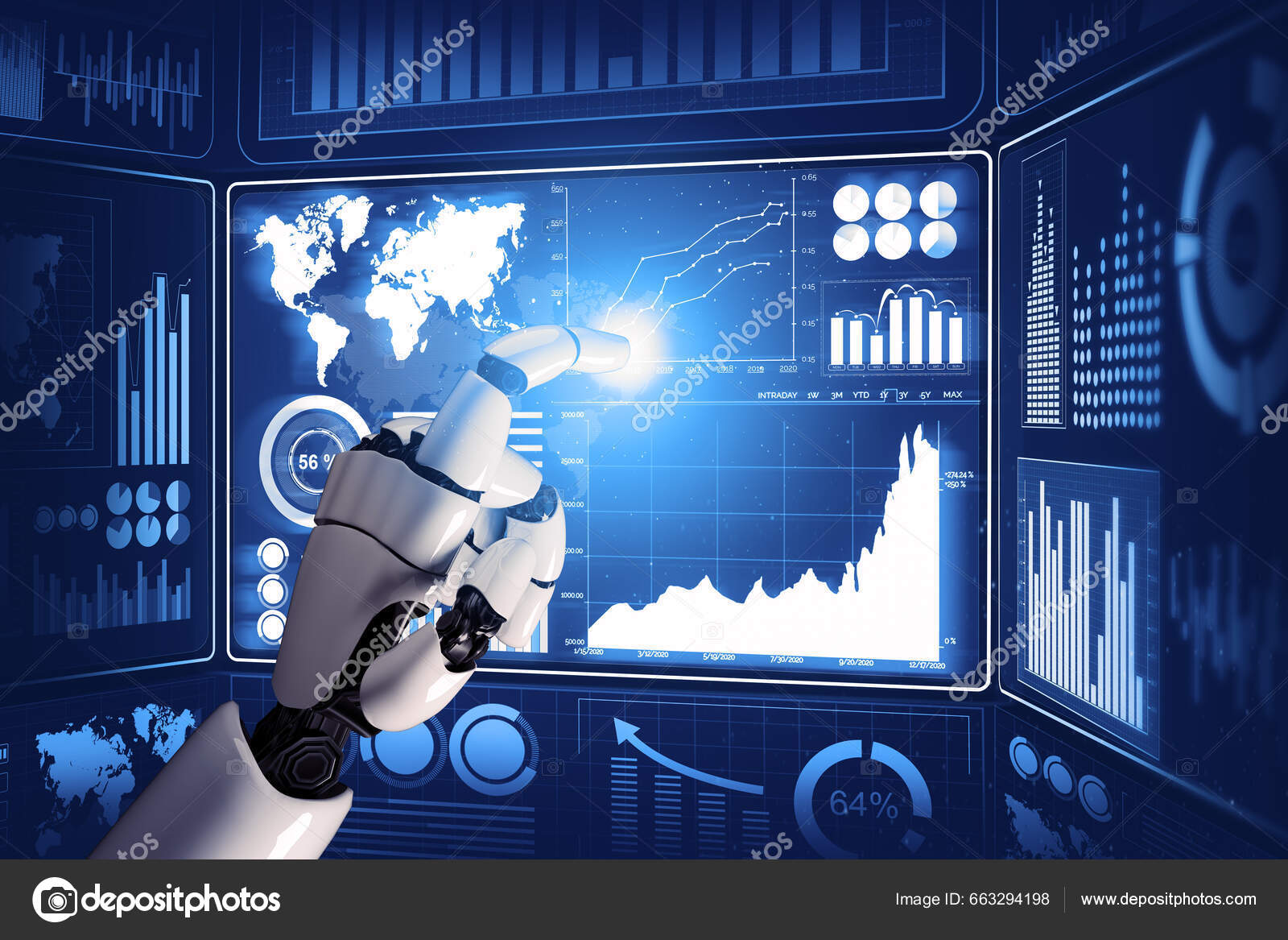 Rendering Futuristic Robot Technology Development Artificial Intelligence Machine Learning ...