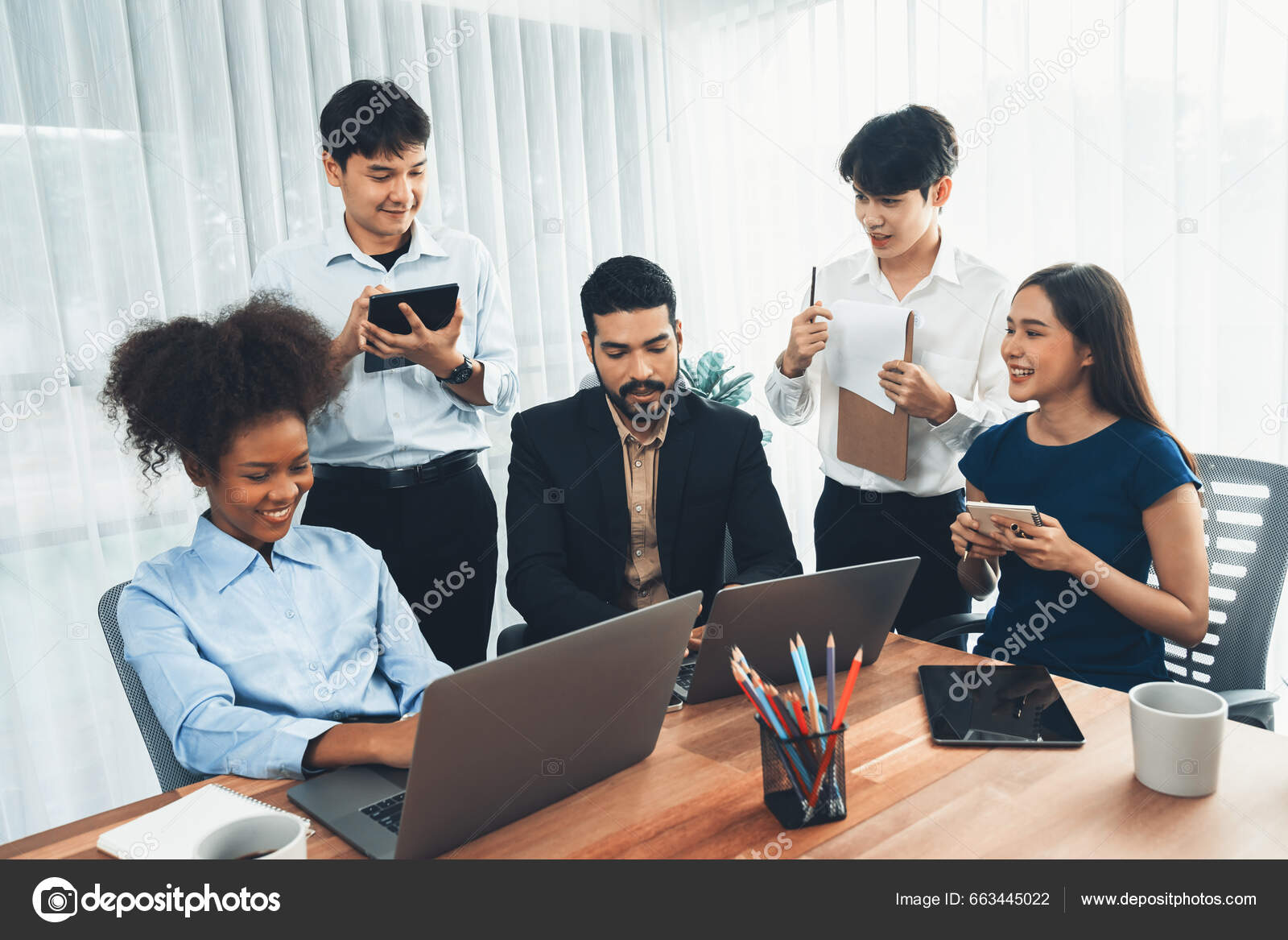 Happy Diverse Office Workers