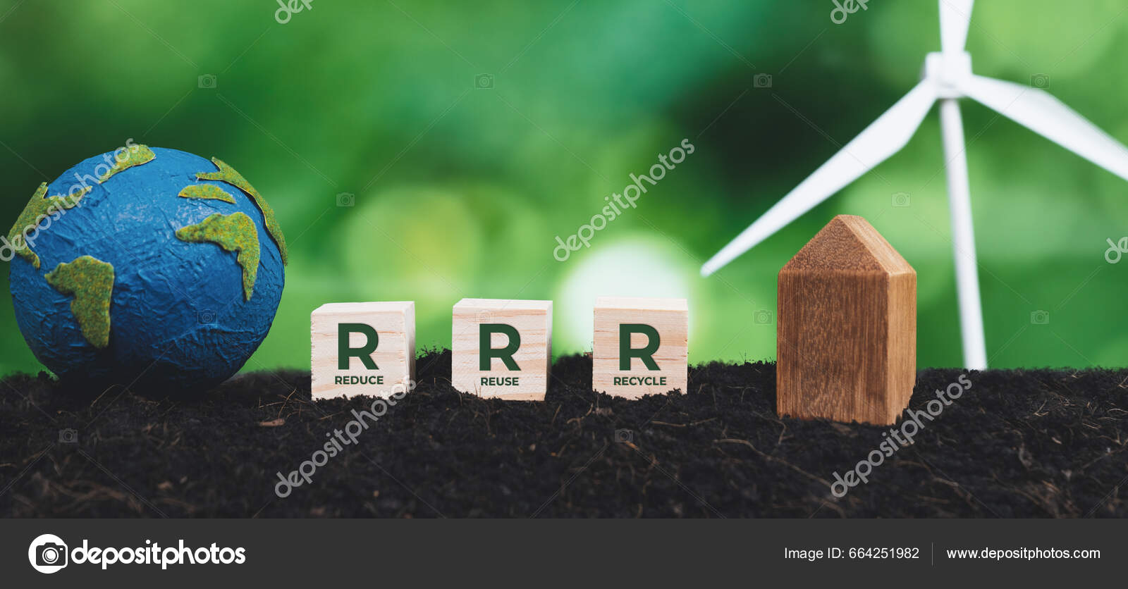 Paper Globe Wind Turbine Generate Clean Energy Reduce Reuse Recycle ...