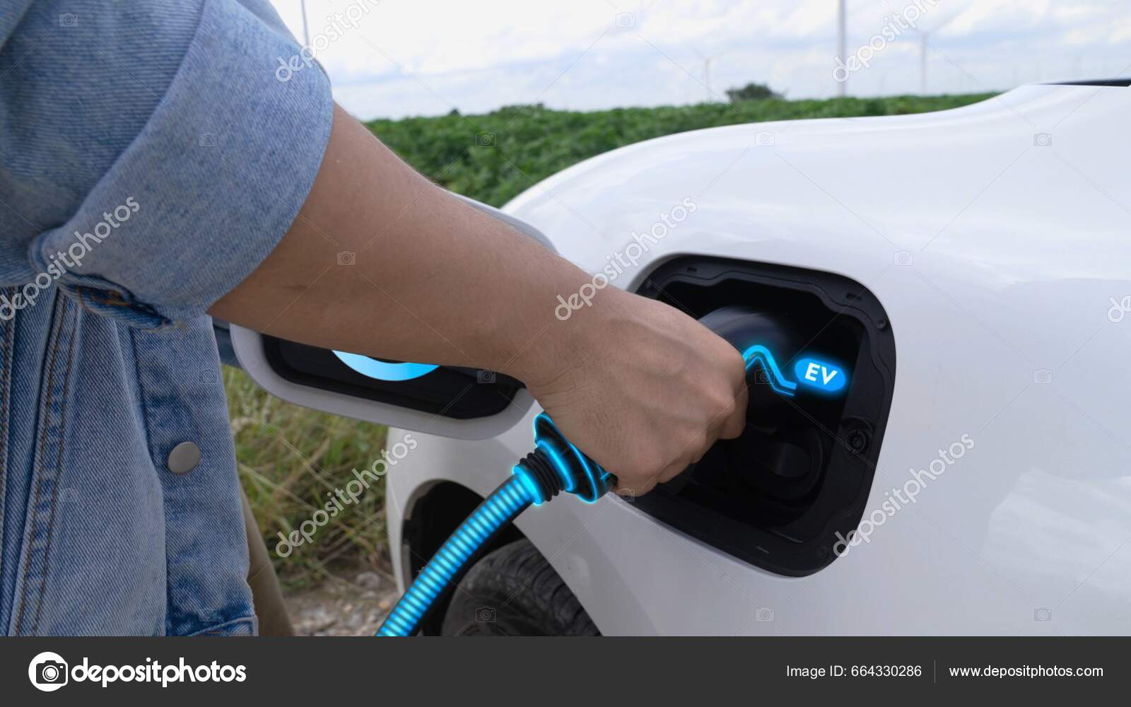 Hand Insert Charger Recharge Electric Car Charging Station Wind Turbine ...