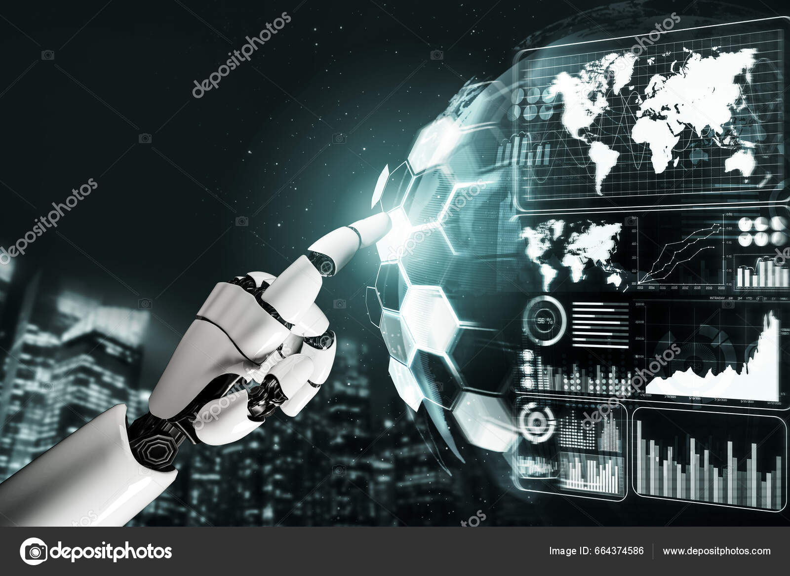 Rendering Futuristic Robot Technology Development Artificial Intelligence Machine Learning ...