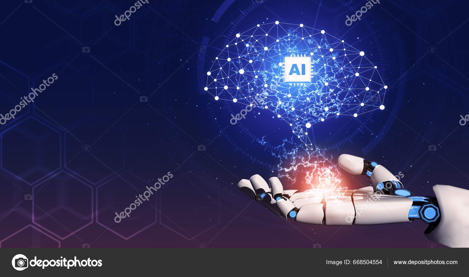 Rendering Futuristic Robot Technology Development Artificial Intelligence Machine Learning ...