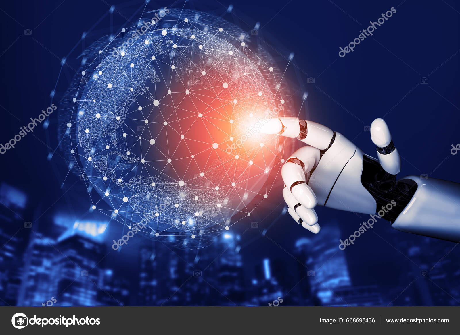 Rendering Futuristic Robot Technology Development Artificial Intelligence Machine Learning ...