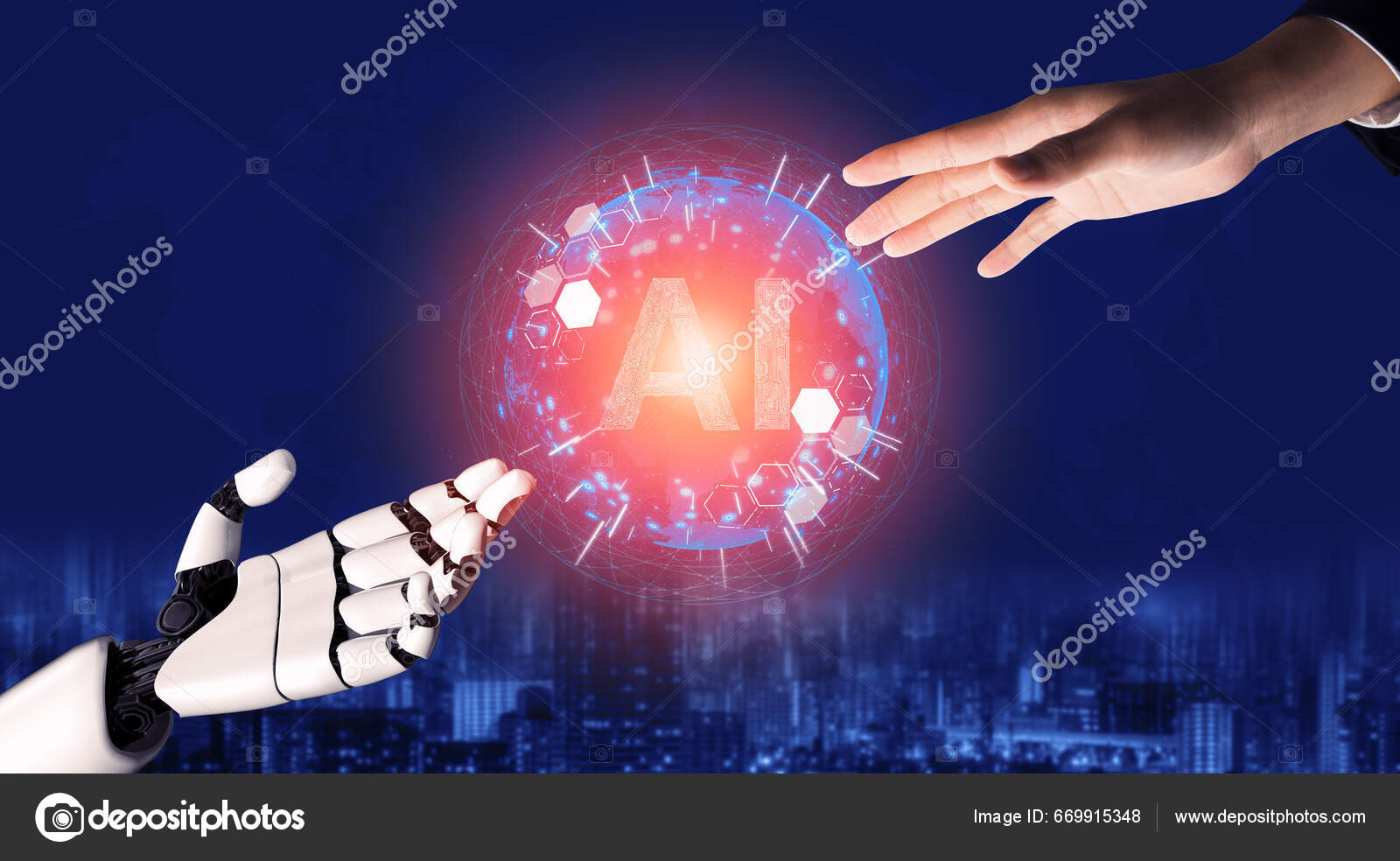 Rendering Futuristic Robot Technology Development Artificial Intelligence Machine Learning ...