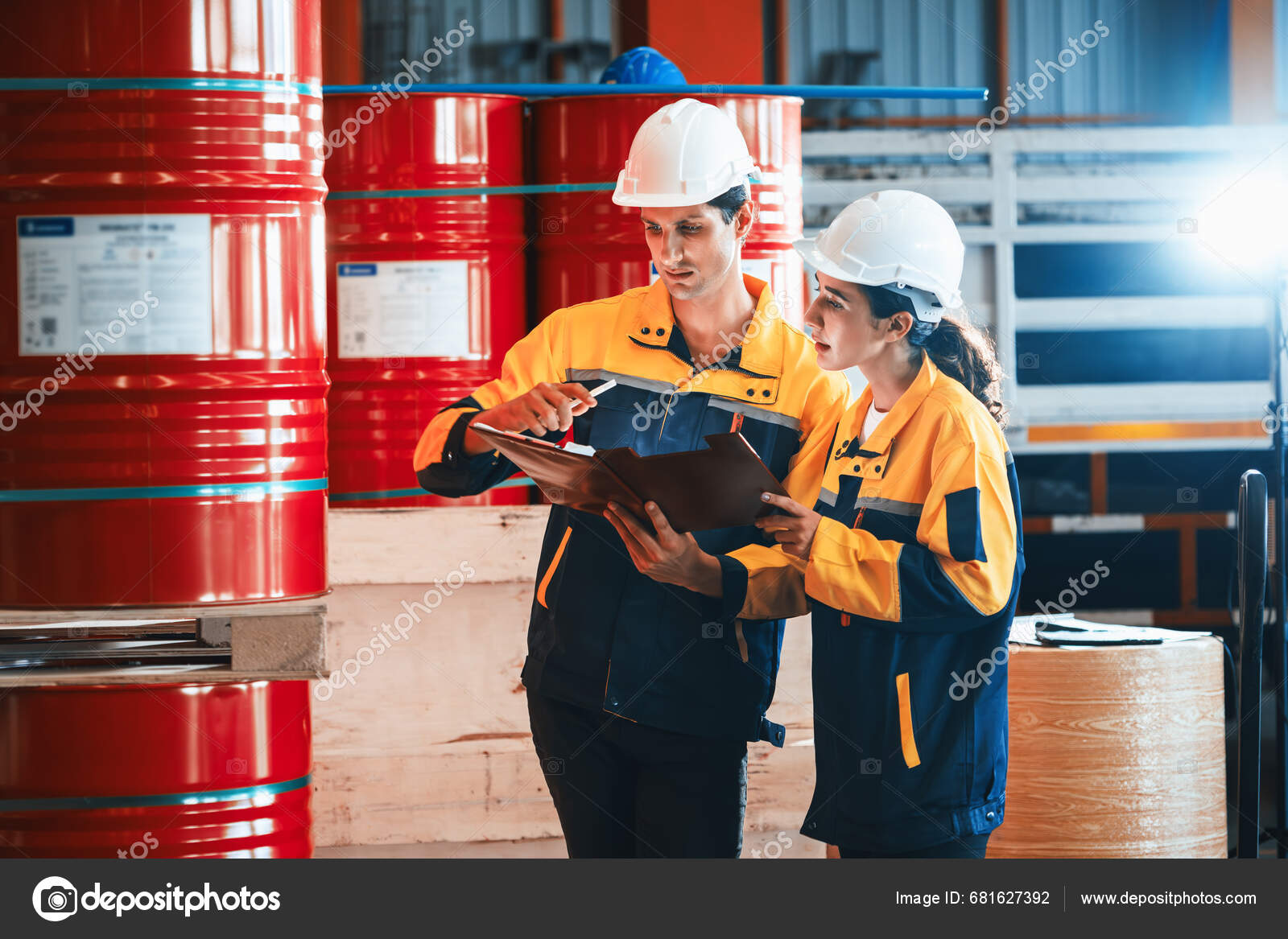 Two Factory Workers Inventory Inspector Conduct Professional Inspection ...