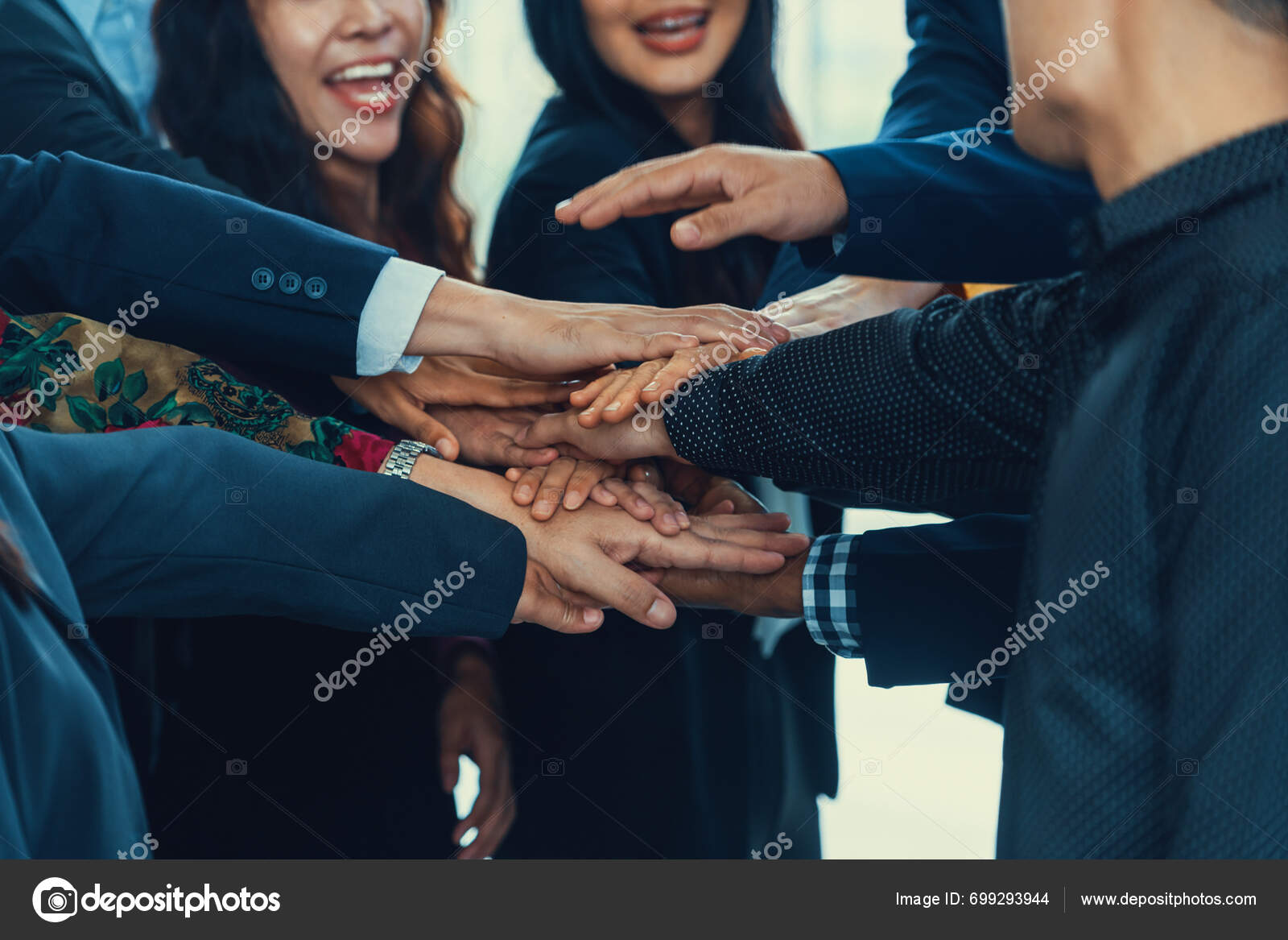 Group Diversity People Putting Hands Together Showing Unity Teamwork Friendship — Stock Photo ...