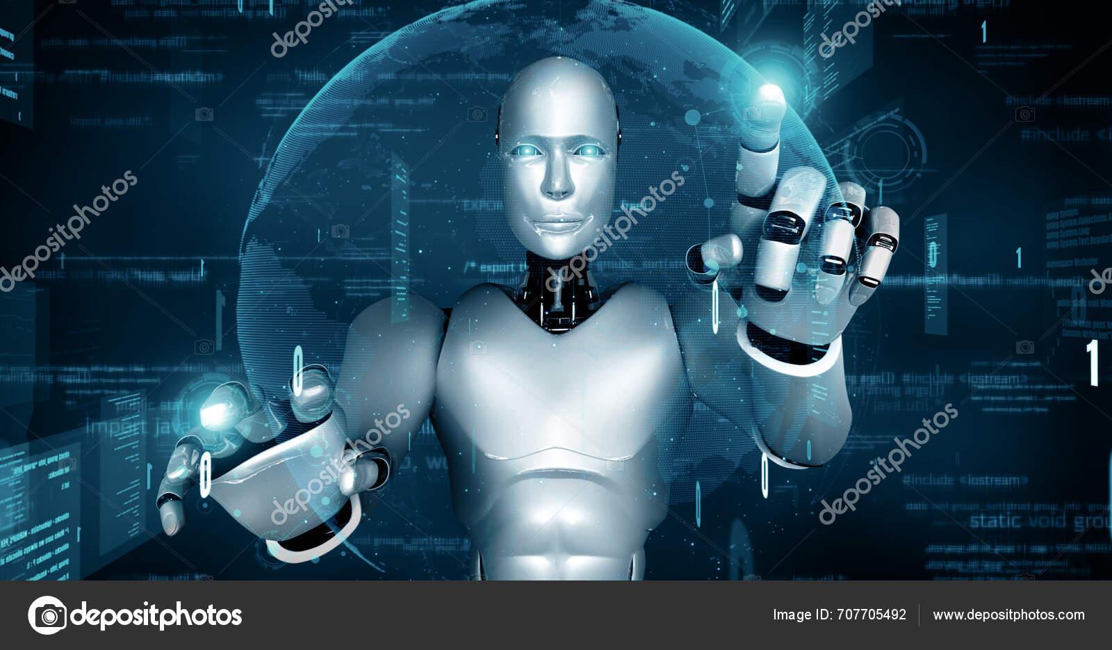 Xai Illustration Futuristic Robot Artificial Intelligence Huminoid ...