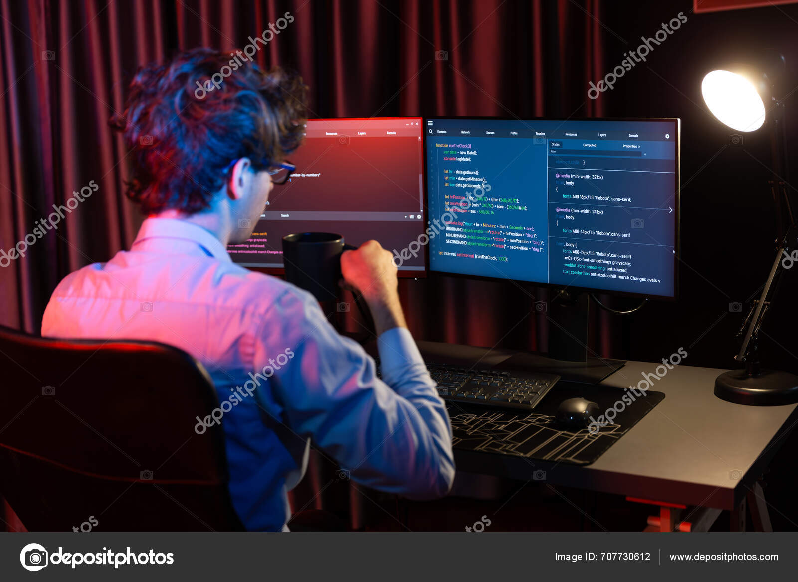 Working Developer Concentrating Online Software Development Information Surrounded Coding ...