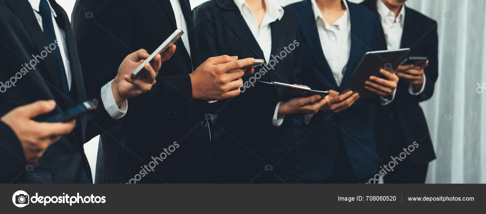 Panoramic Banner Business Team Standing Line Working Together Symbolize ...