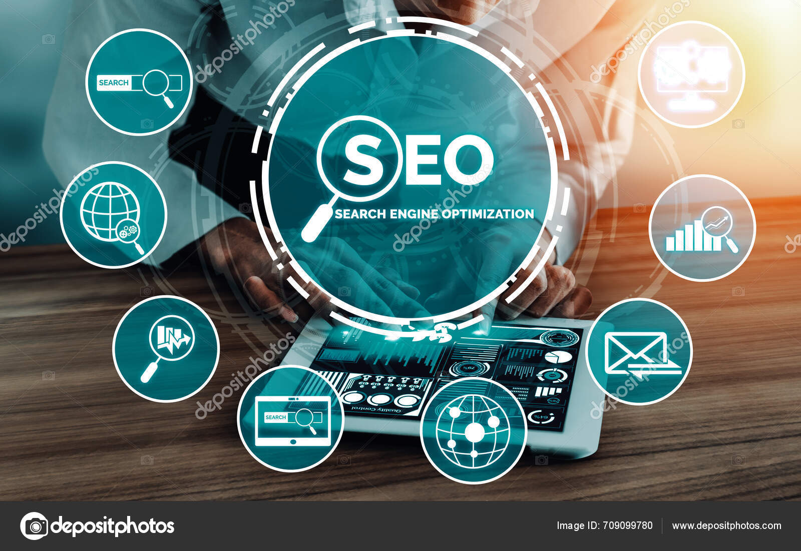 Seo Search Engine Optimization Online Marketing Concept Modern ...