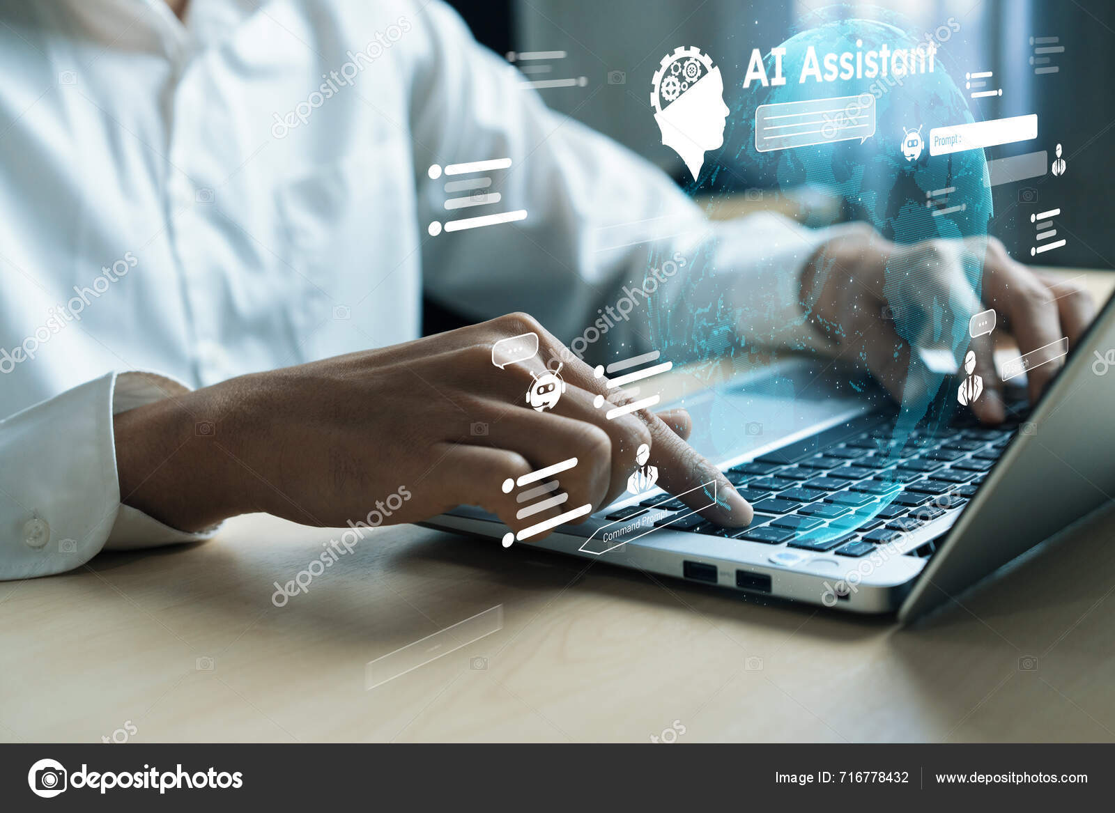 Human Interact Artificial Intelligence Brain Processor Concept Artificial Intelligence ...