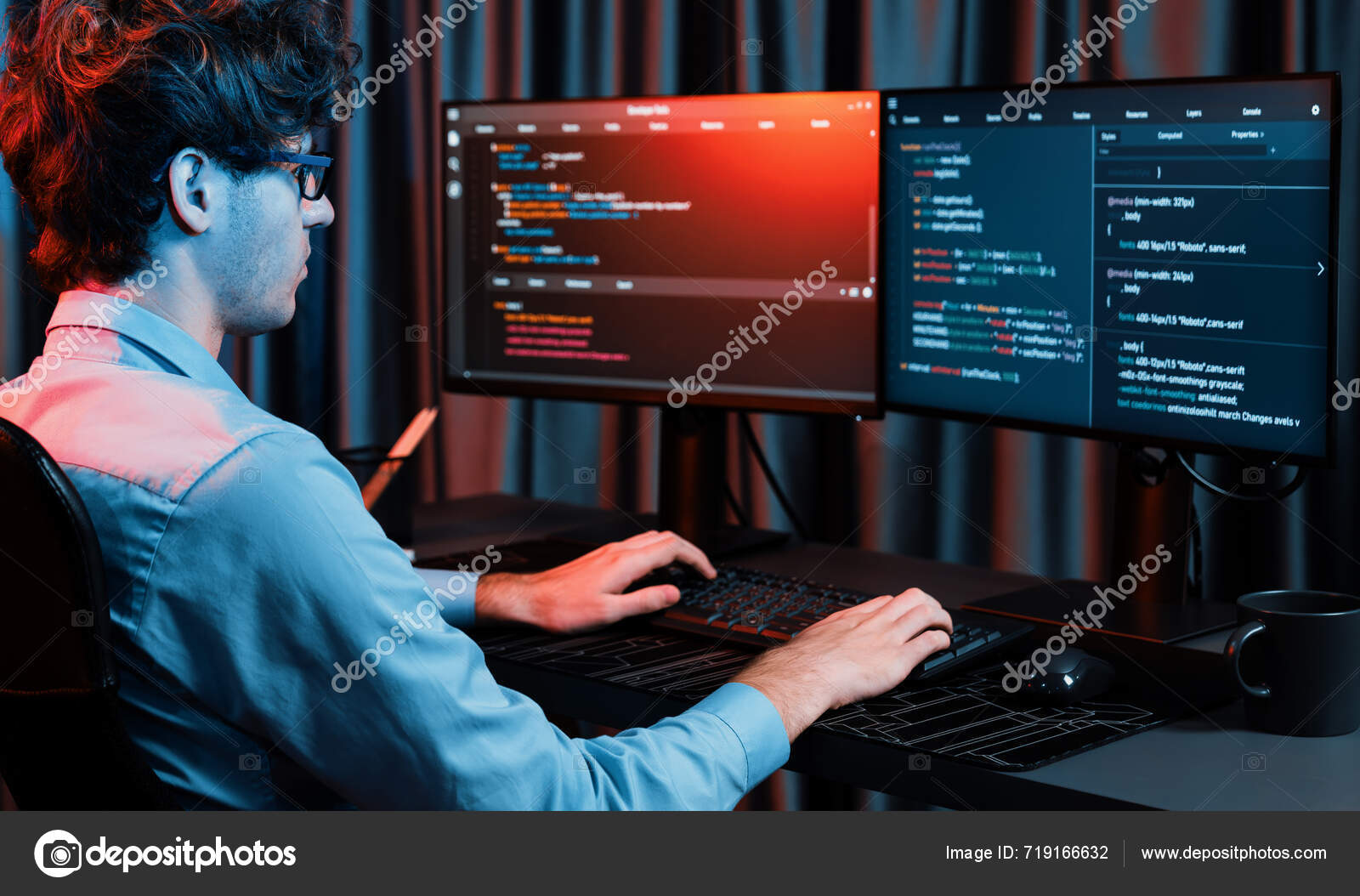 Working Developer Creating Online Software Development Information ... Working Developer Creating Online Software Development Information ...