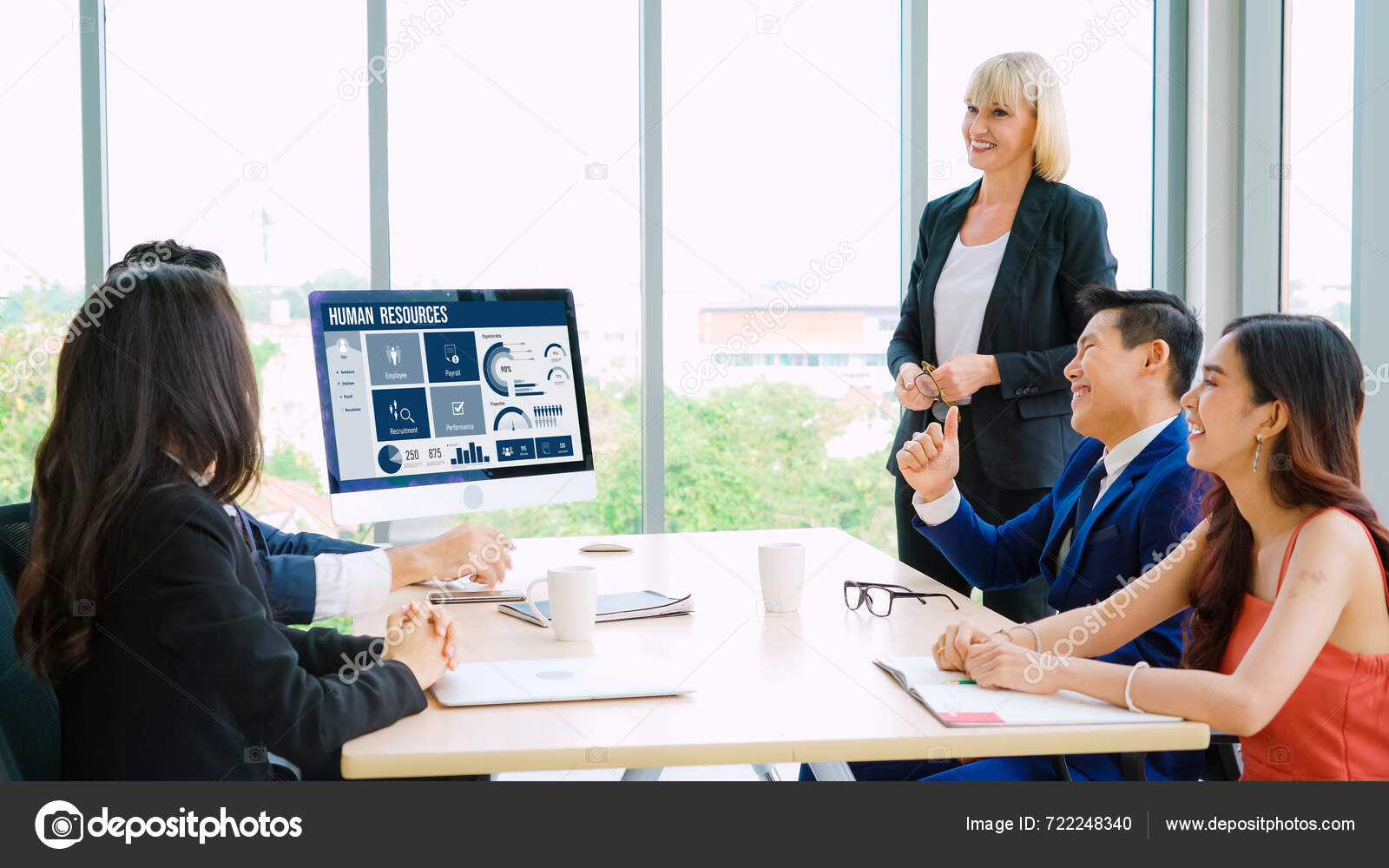 Human Resources Management Software Computer Screen Helping Human ...