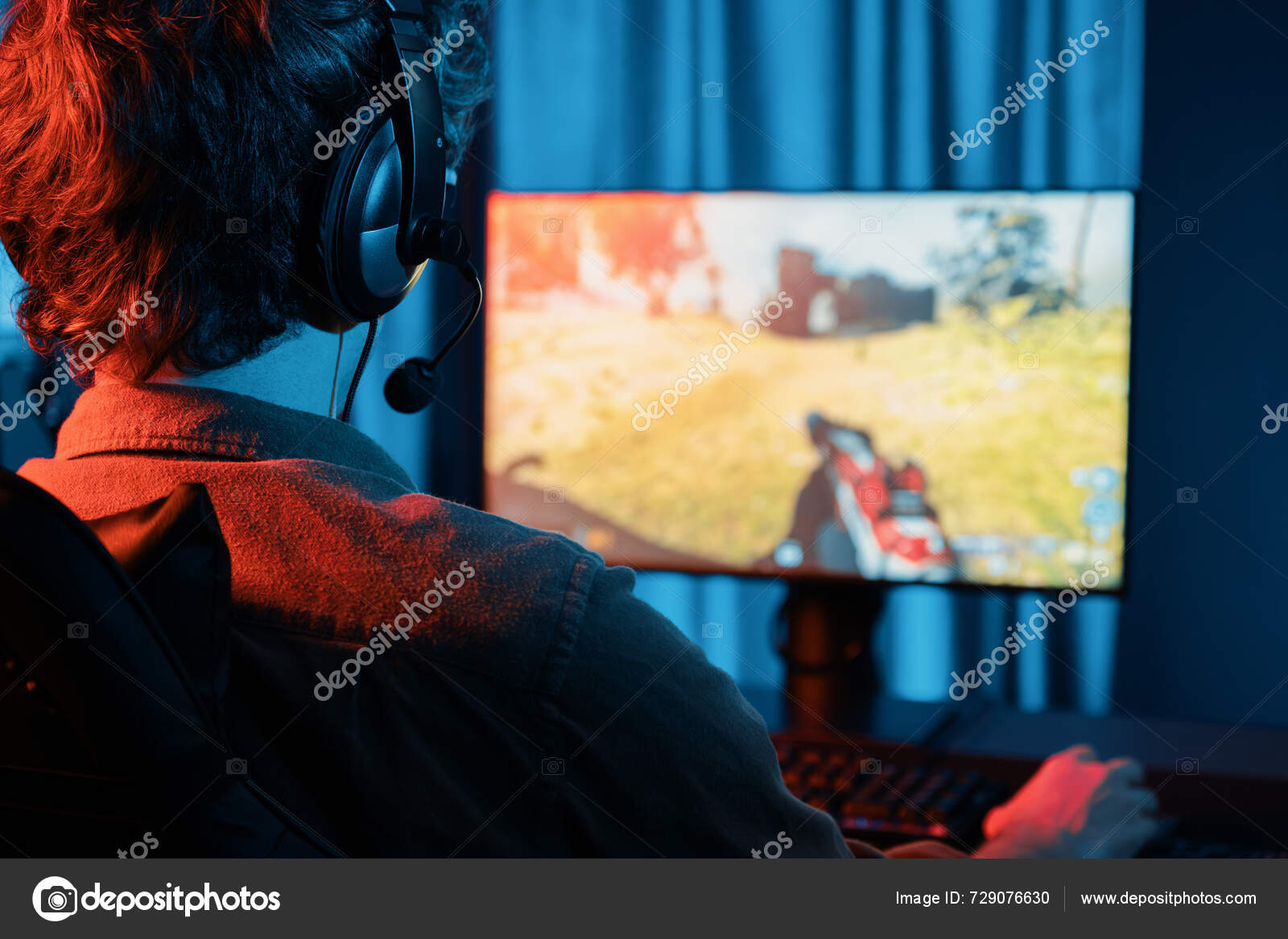 Host Channel Young Gaming Streamer Team Gamer Playing Battle Game ...