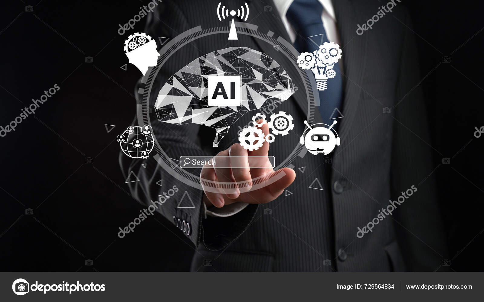 Human Interact Artificial Intelligence Brain Processor Concept Artificial Intelligence ...