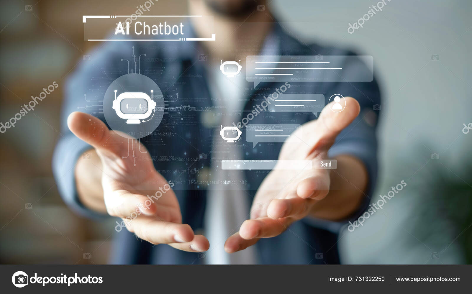 Human Interact Artificial Intelligence Virtual Assistant Chatbot Concept Artificial Intelligence ...