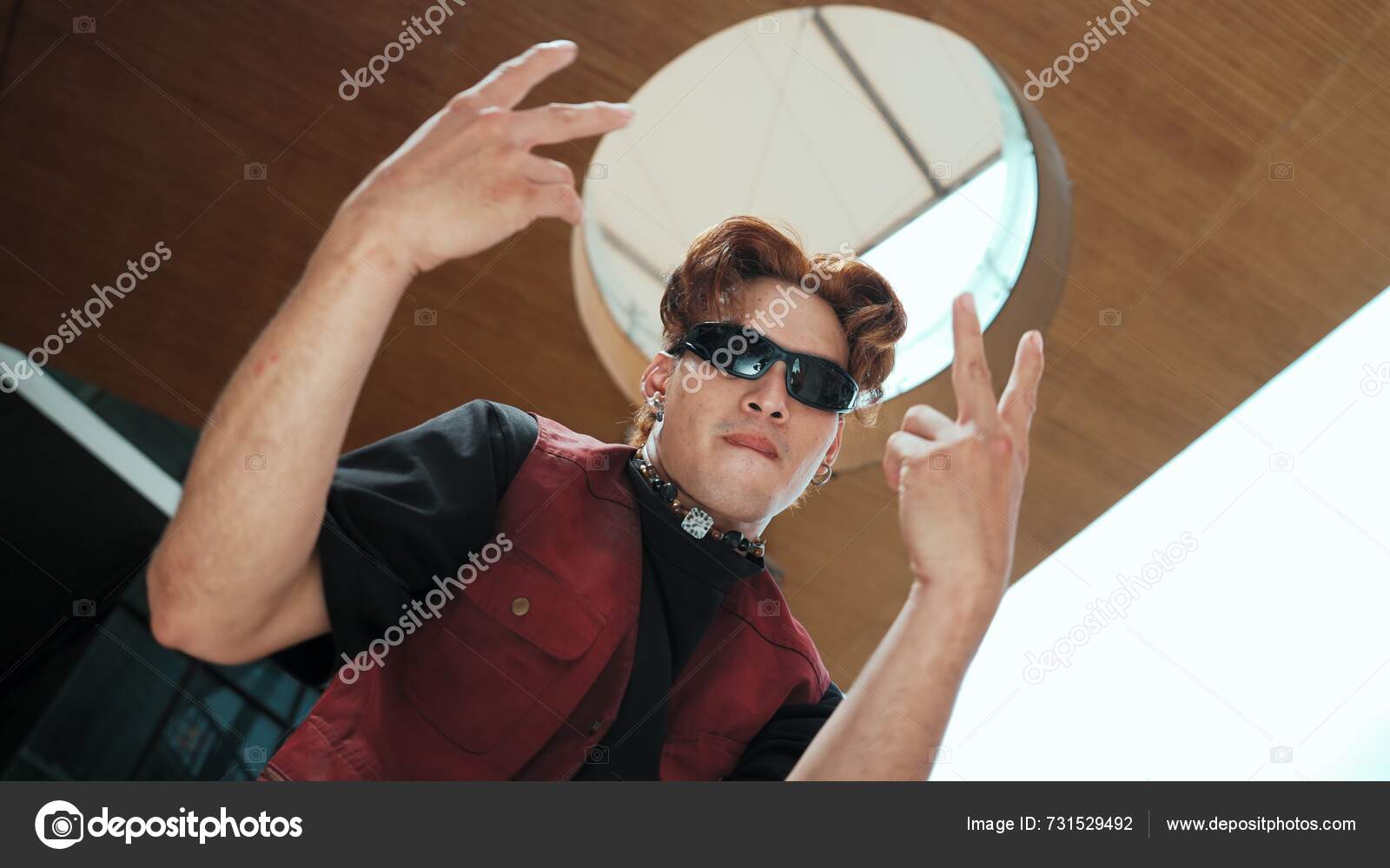 Modern Dancer Posing Camera Confident Low Angle Camera Portrait Young ...