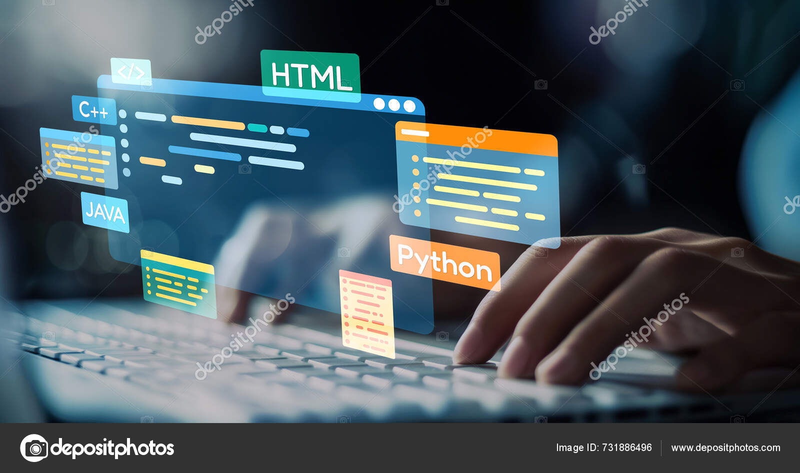 Software Developer Programmer Work Coding Digital Overlays Various