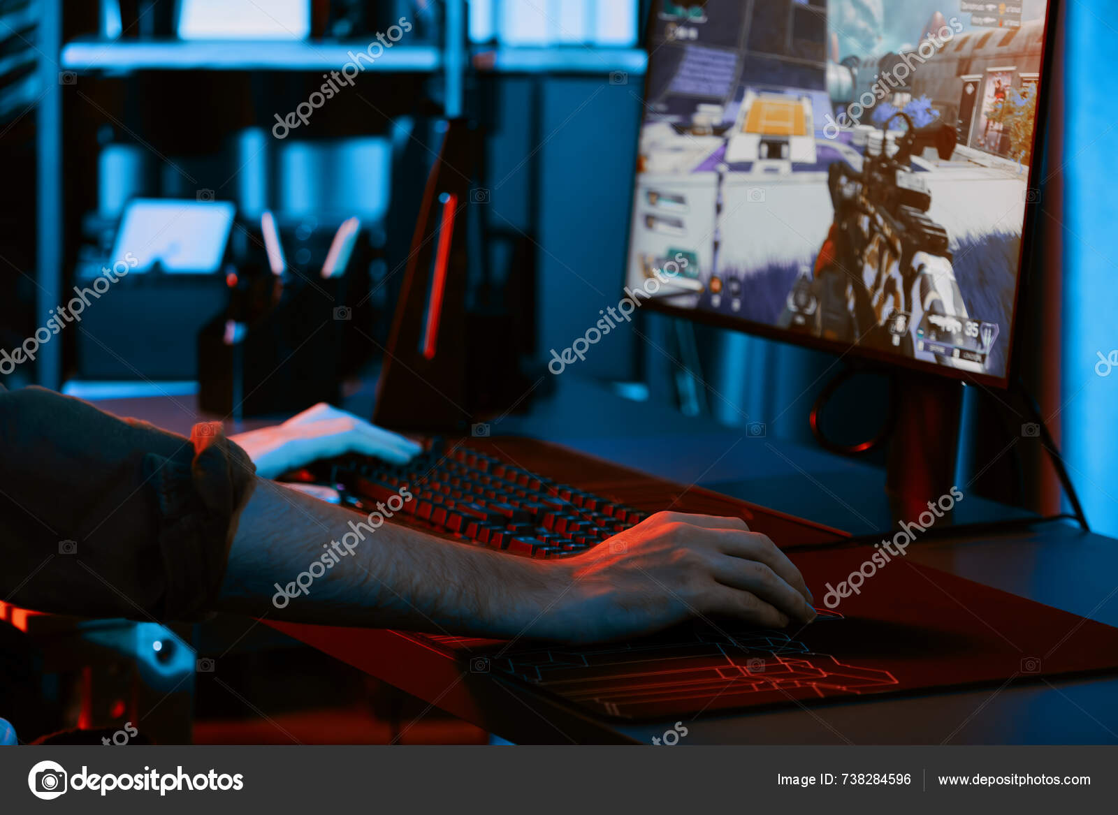 Host Channel Young Gaming Streamer Team Gamer Playing Battle Game ...