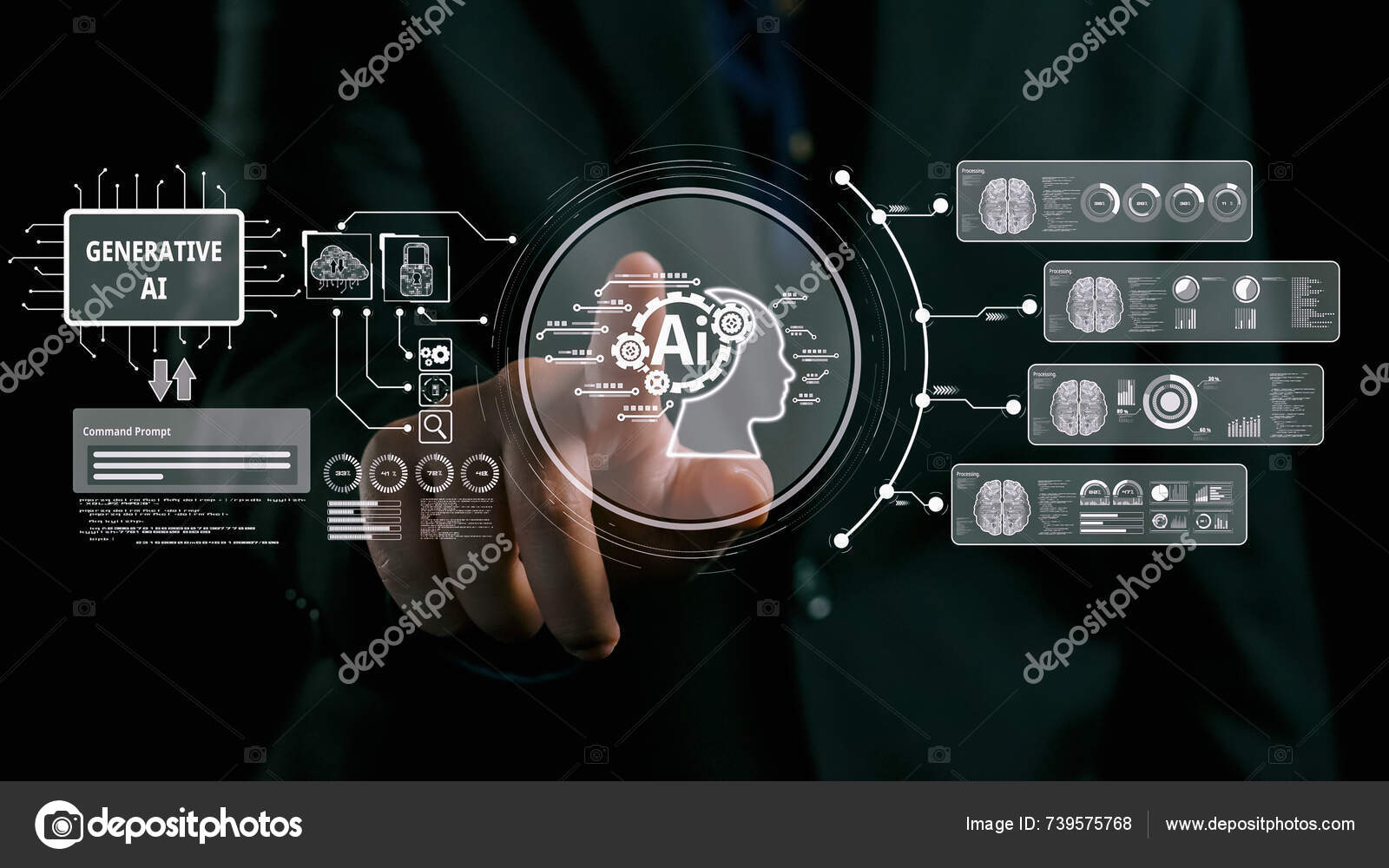 Human Interact Artificial Intelligence Brain Processor Concept Artificial Intelligence ...