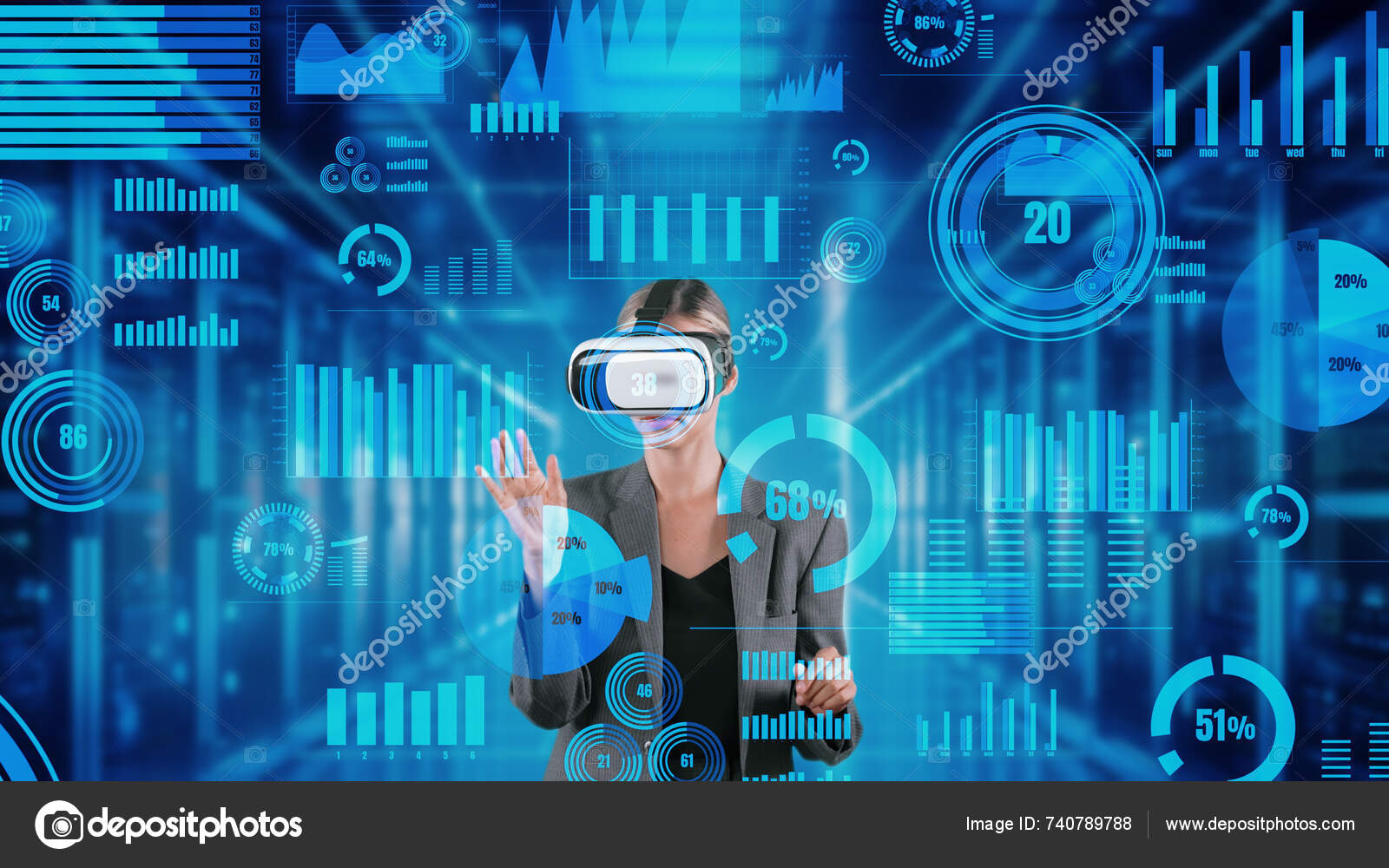 Woman Searching Coding Programing Update Finance Data World Shape ...