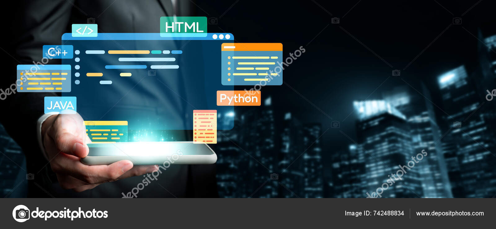 Software Developer Programmer Work Coding Digital Overlays Various ... Software Developer Programmer Work Coding Digital Overlays Various ...