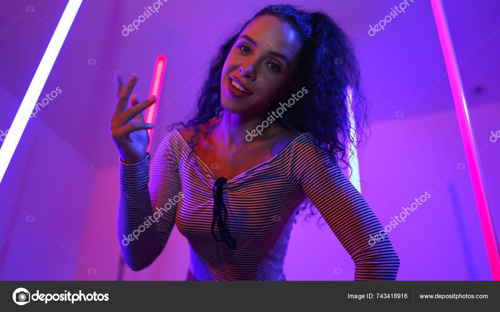 Low Angle Camera Hispanic Dancer Looking Camera Dancing City Pop ...