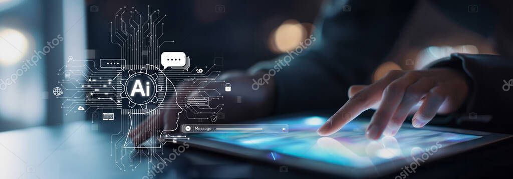 El ser humano interactúa con la inteligencia artificial de inteligencia ...