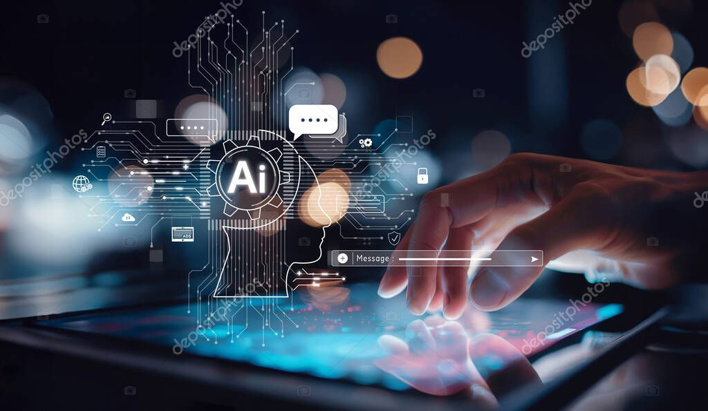 El ser humano interactúa con la inteligencia artificial de inteligencia ...