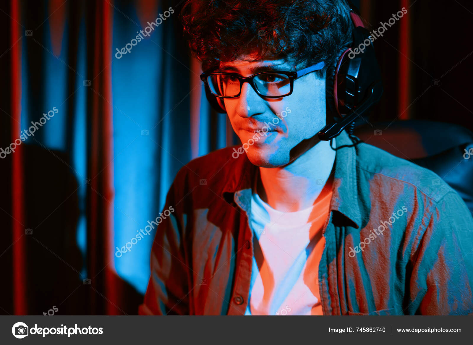 Stressful Young Gaming Streamer Team Concentrated Esport Online ...