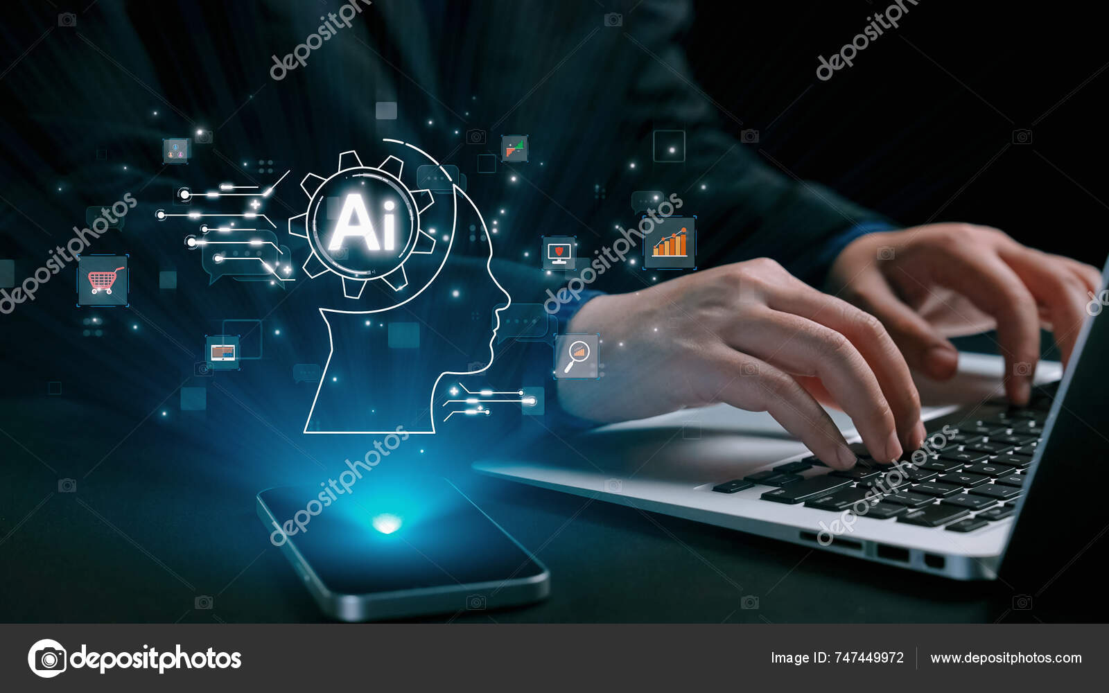 Human Interact Artificial Intelligence Brain Processor Concept Artificial Intelligence ...