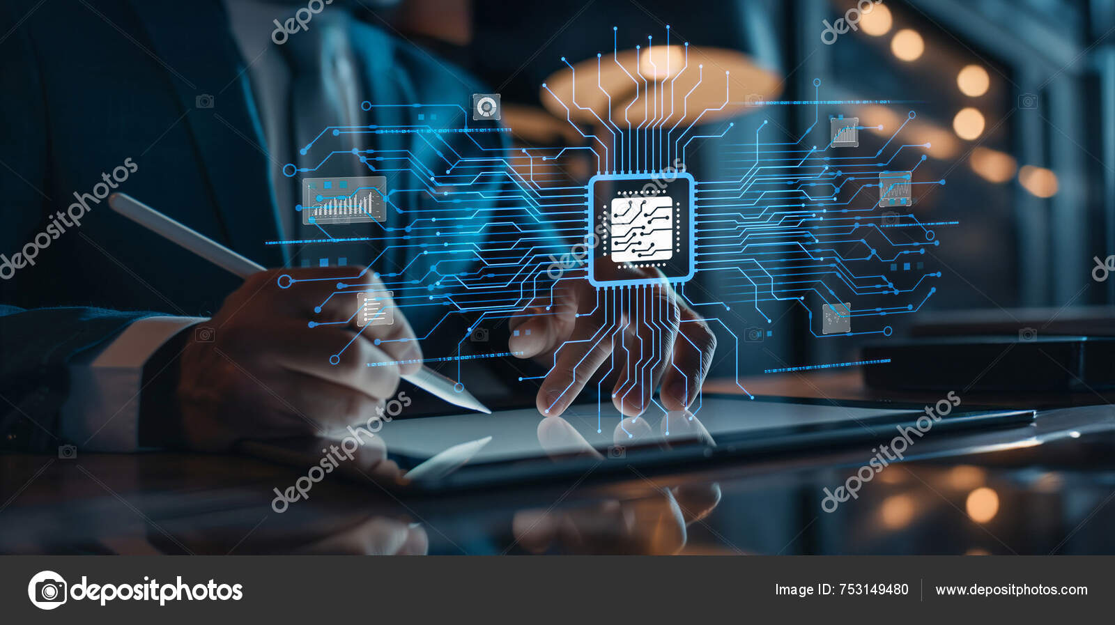 Human Interact Artificial Intelligence Brain Processor Concept Artificial Intelligence ...