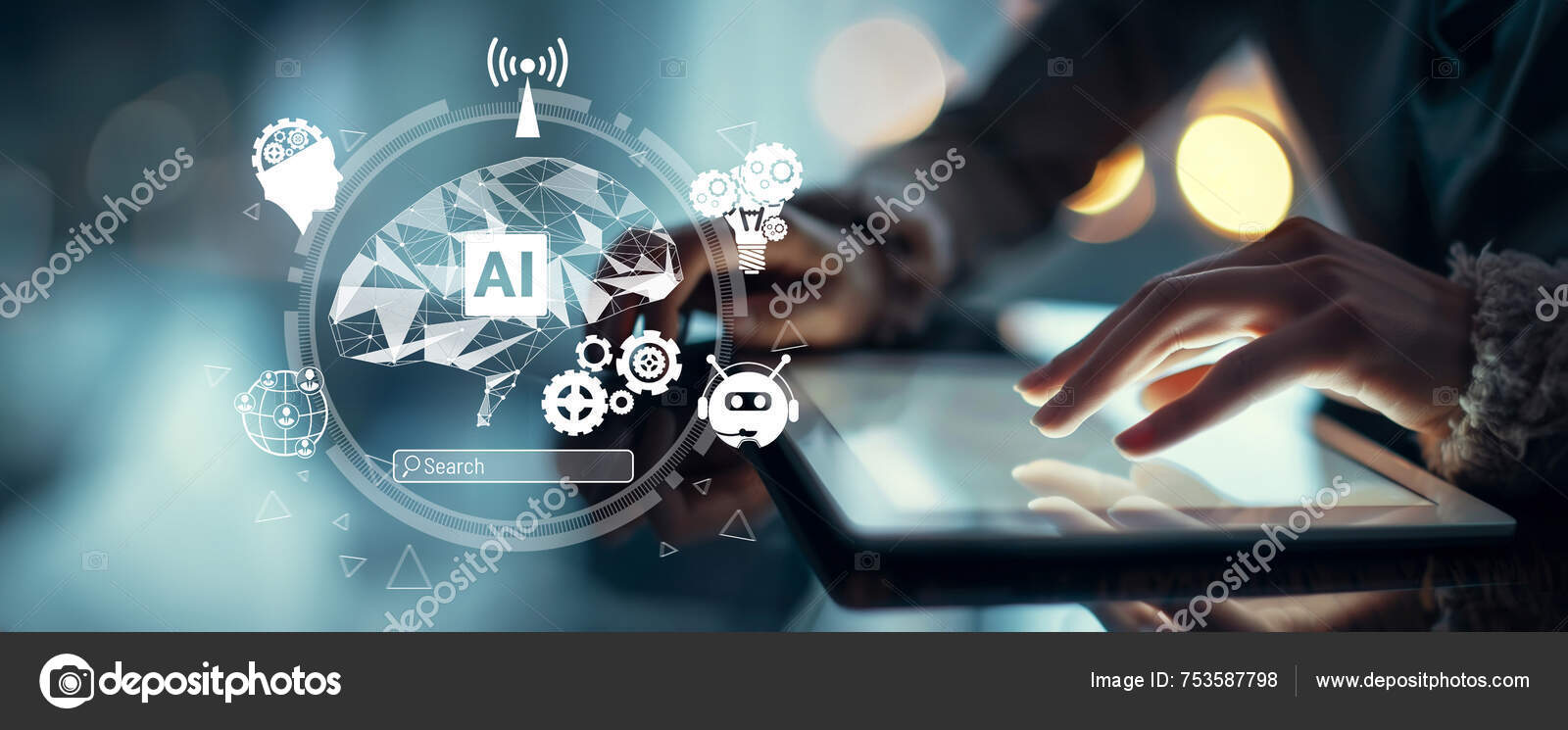 Human Interact Artificial Intelligence Brain Processor Concept Artificial Intelligence ...