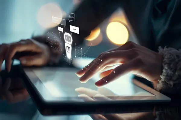 El ser humano interactúa con la inteligencia artificial de inteligencia ...