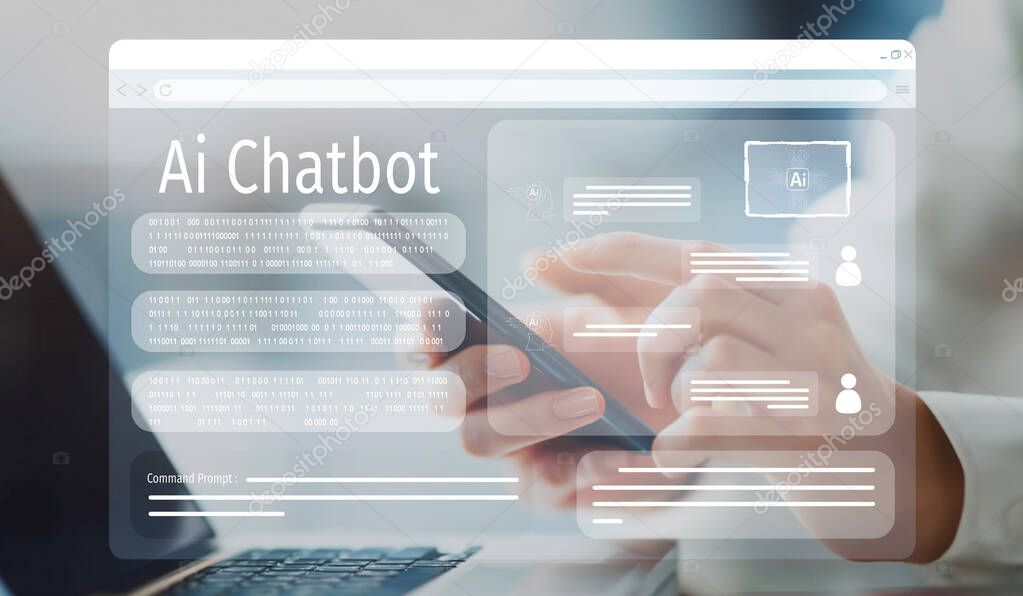 El ser humano interactúa con la inteligencia artificial de inteligencia artificial asistente ...