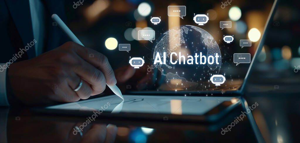 El ser humano interactúa con la inteligencia artificial de inteligencia artificial asistente ...