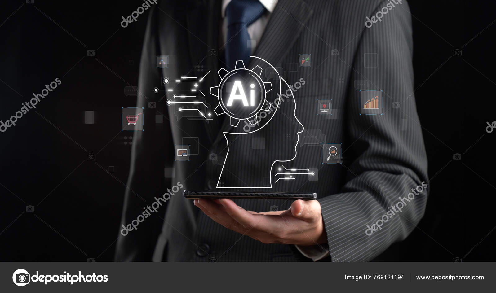 Human Interact Artificial Intelligence Brain Processor Concept Artificial Intelligence ...
